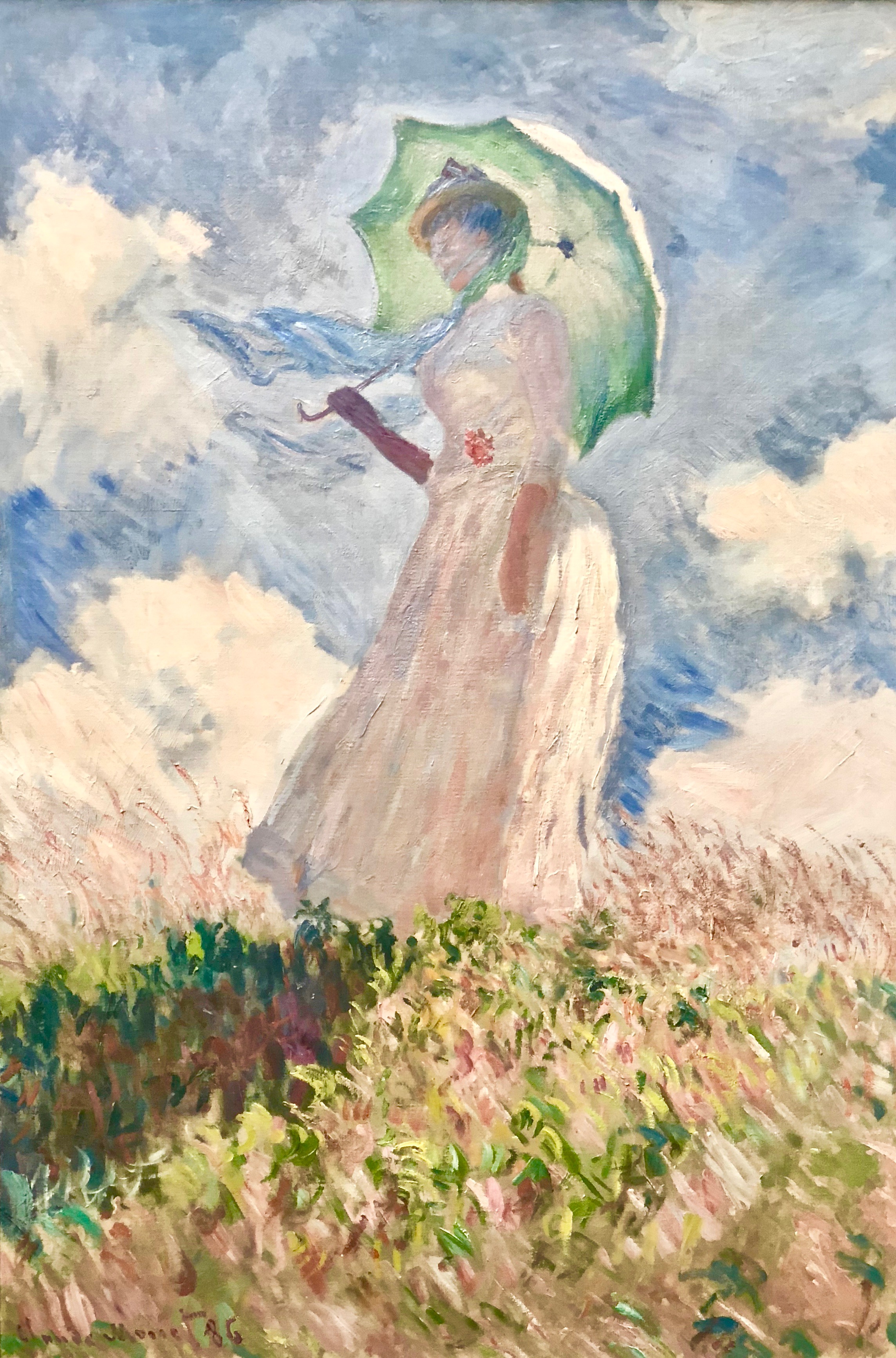 Essai de figure en plein air : Femme à l’ombrelle tournée vers la ...
