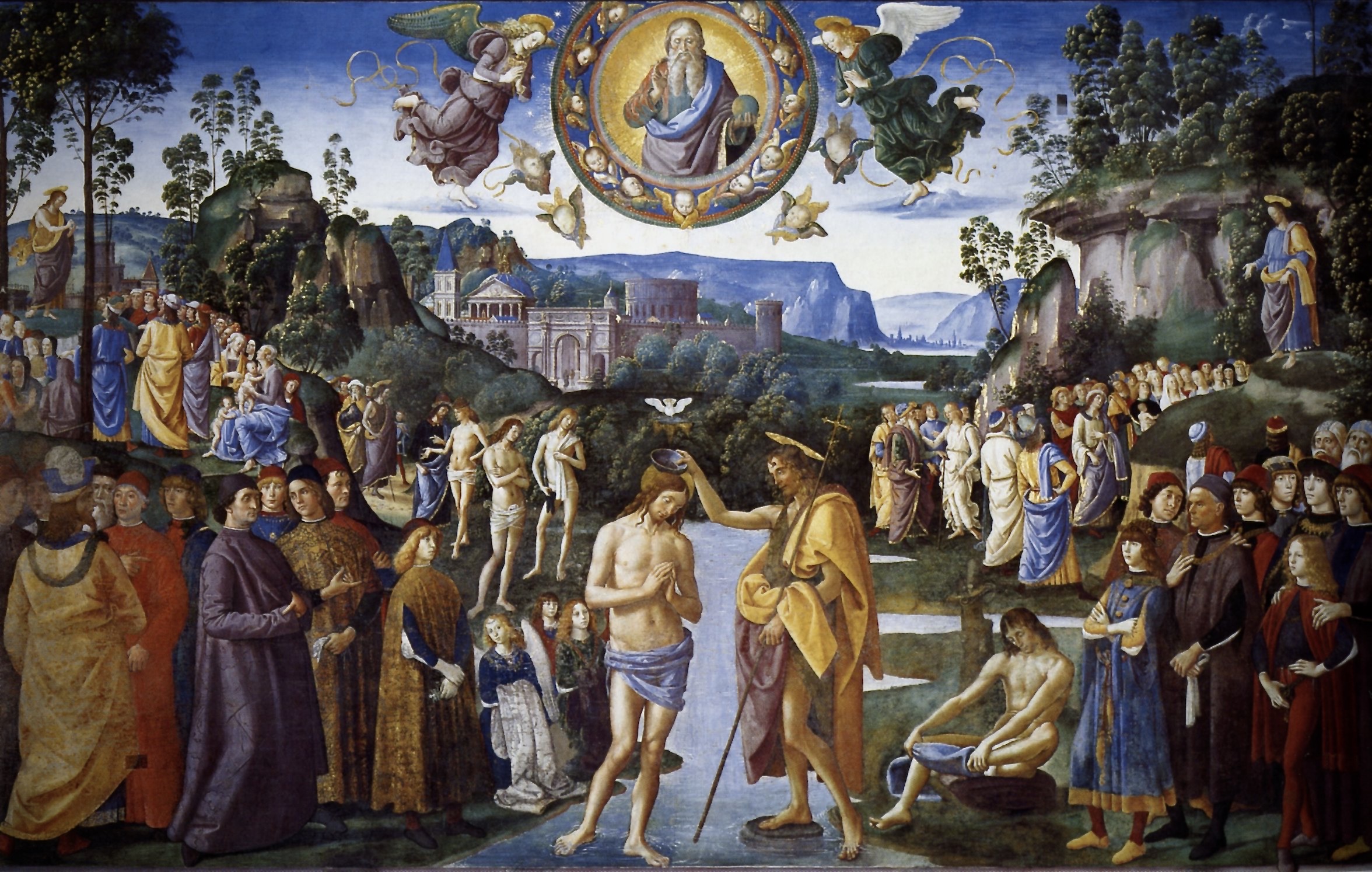 Le baptême du Christ – 1482 – Fresque de La Chapelle Sixtine Pérugin ...