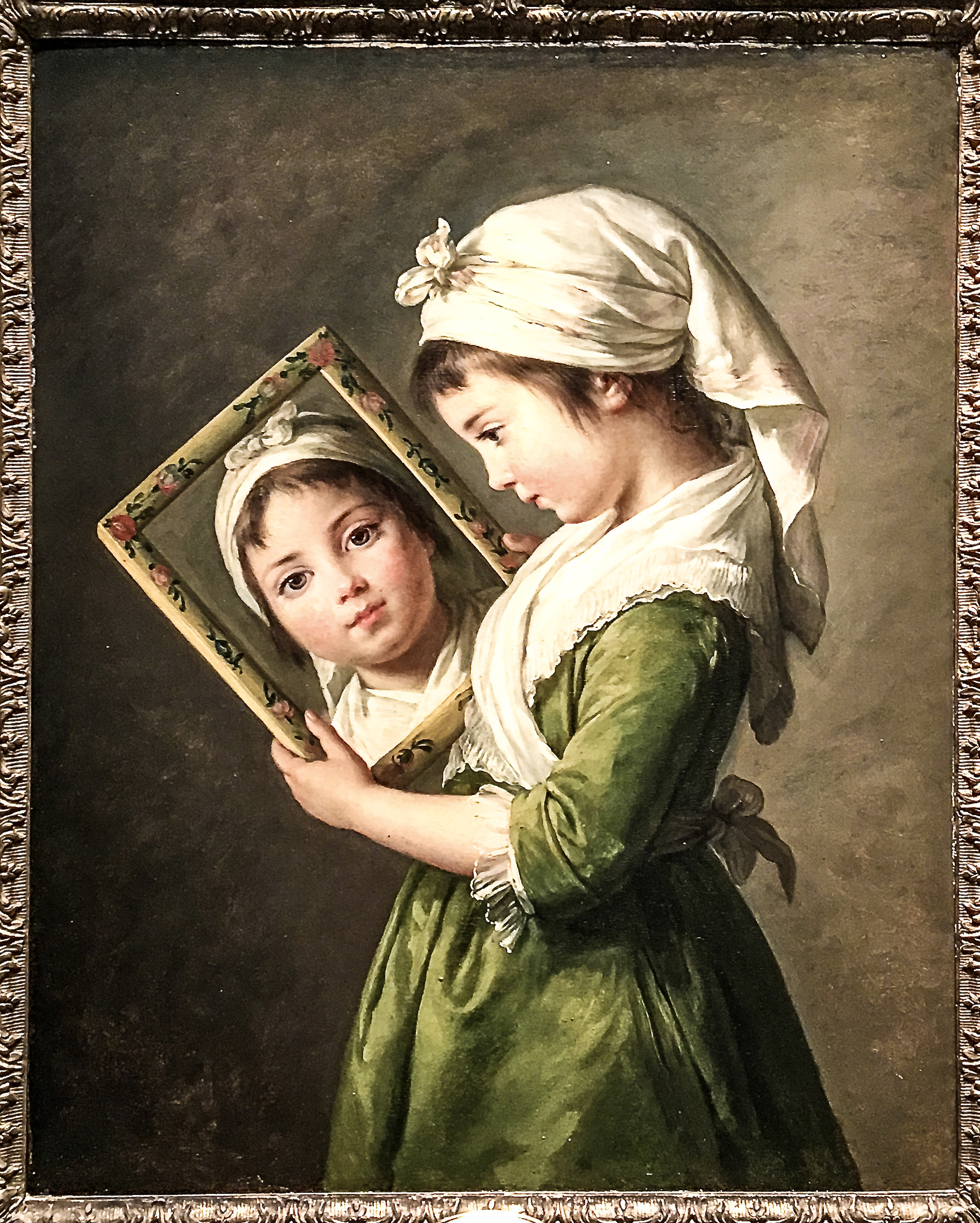 Portrait de Jeanne-Julie-Louise Le Brun se regardant dans un miroir ...