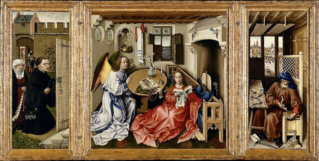 le tableau : Triptyque de Merode -1425-28 Robert Campin – Lumières des ...