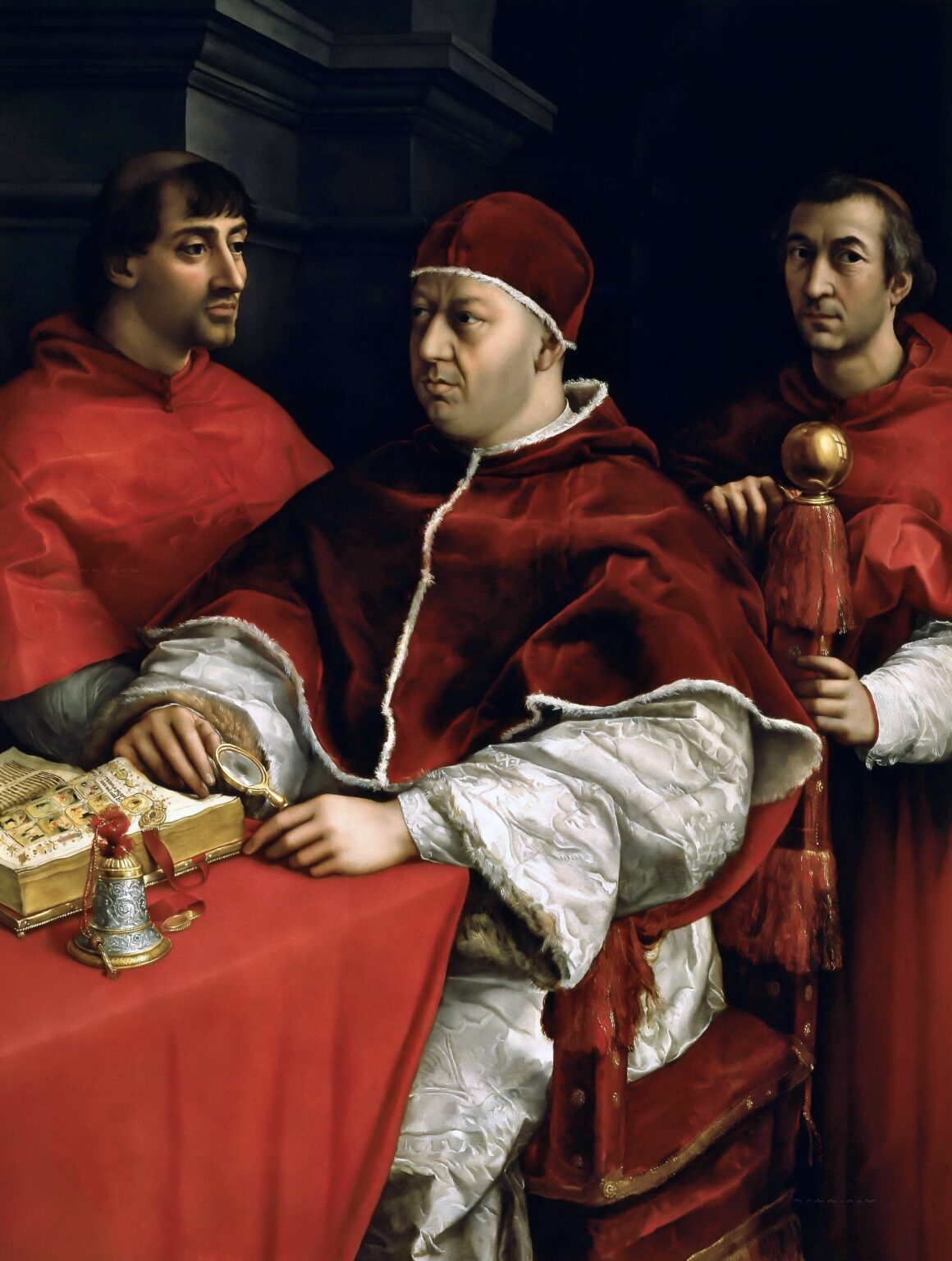 Portrait de Léon X avec les cardinaux Jules de Médicis et Luigi de ...