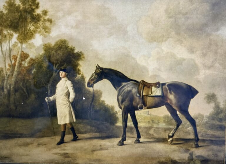 Portrait d’Assheton, 1er vicomte de Curzon avec sa jument Maria devant ...